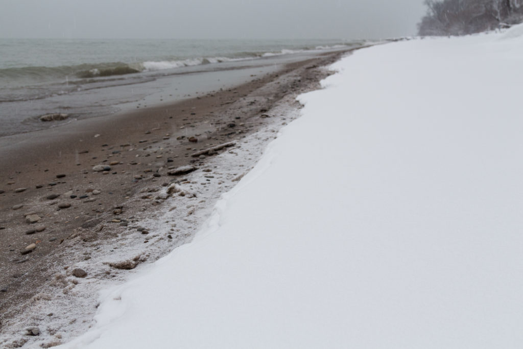 Snowfall on the Lake Michigan Beachfront • Rose Clearfield