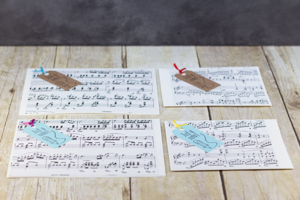 DIY Just a Note Sheet Music Greeting Cards • Rose Clearfield