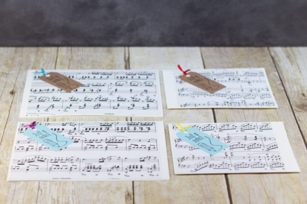 DIY Just a Note Sheet Music Greeting Cards • Rose Clearfield