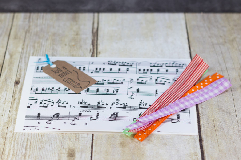DIY Just a Note Sheet Music Greeting Cards • Rose Clearfield