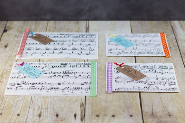 DIY Just a Note Sheet Music Greeting Cards • Rose Clearfield