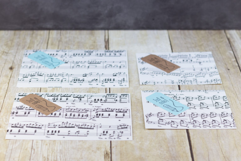 DIY Just a Note Sheet Music Greeting Cards • Rose Clearfield