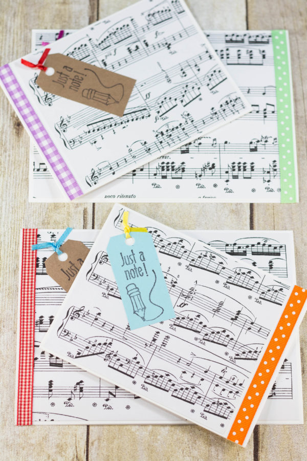 DIY Just a Note Sheet Music Greeting Cards • Rose Clearfield