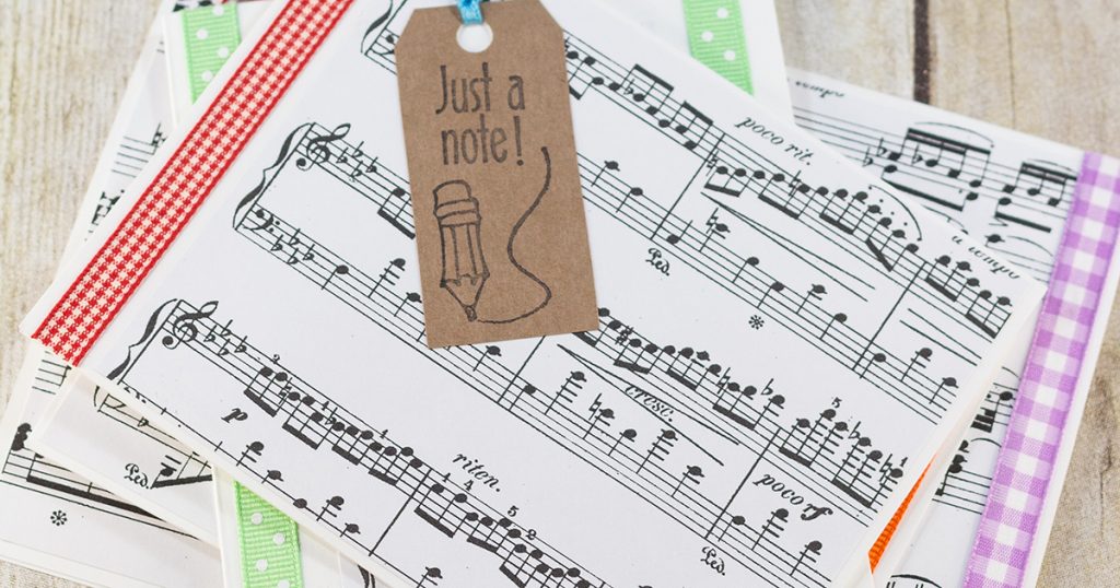 DIY Just a Note Sheet Music Greeting Card Tutorial • Rose Clearfield