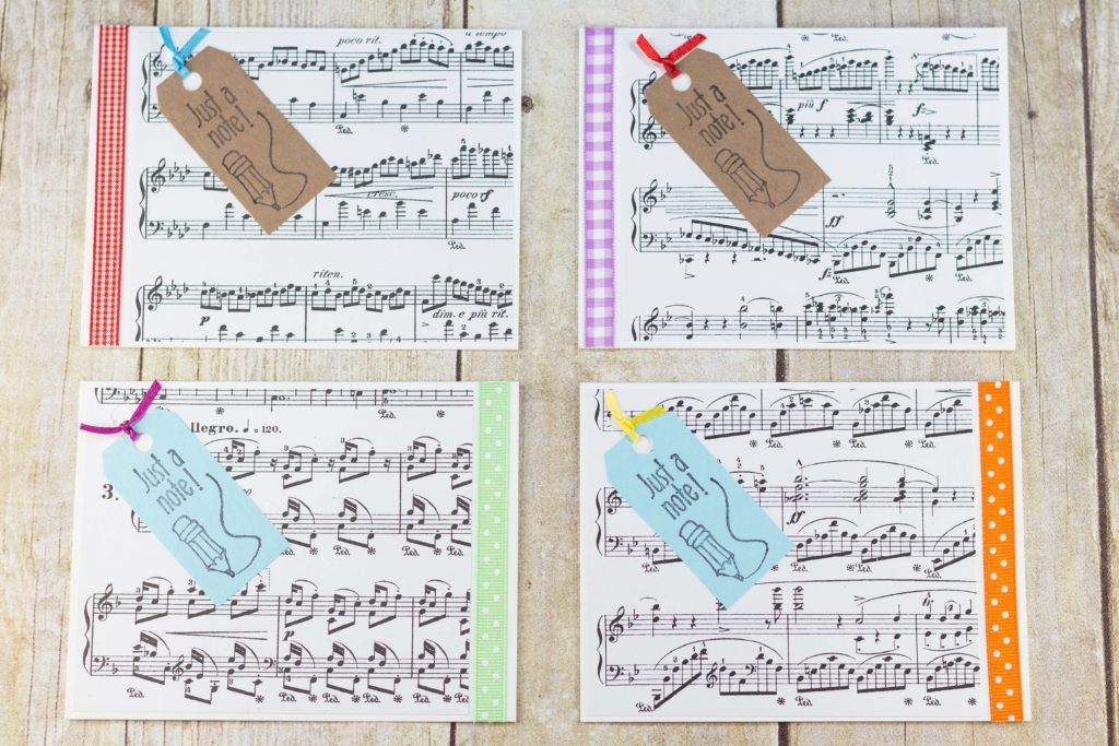 DIY Just a Note Sheet Music Greeting Cards • Rose Clearfield