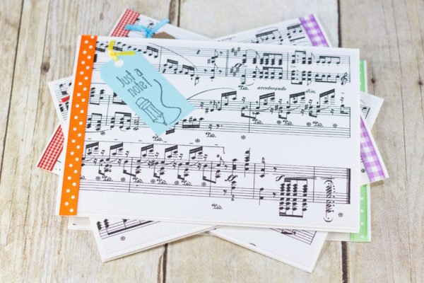 DIY Just a Note Sheet Music Greeting Cards • Rose Clearfield