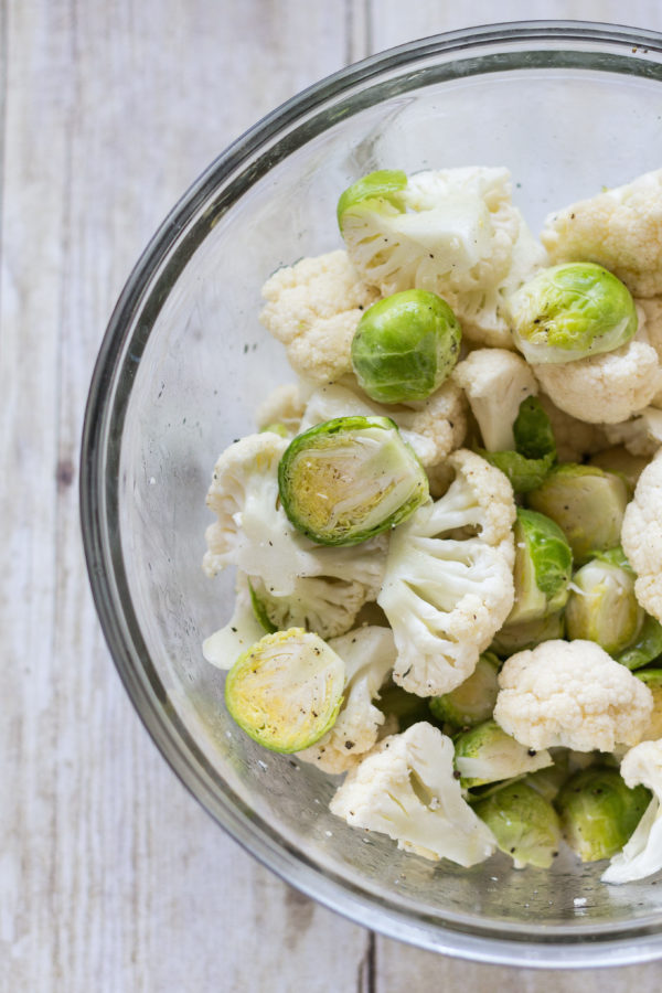 Roasted Cauliflower and Brussels Sprouts - Rose Clearfield
