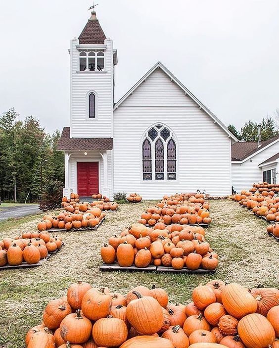 Pumpkins in Front of a Church in Fall by Zio and Sons on Instagram ...