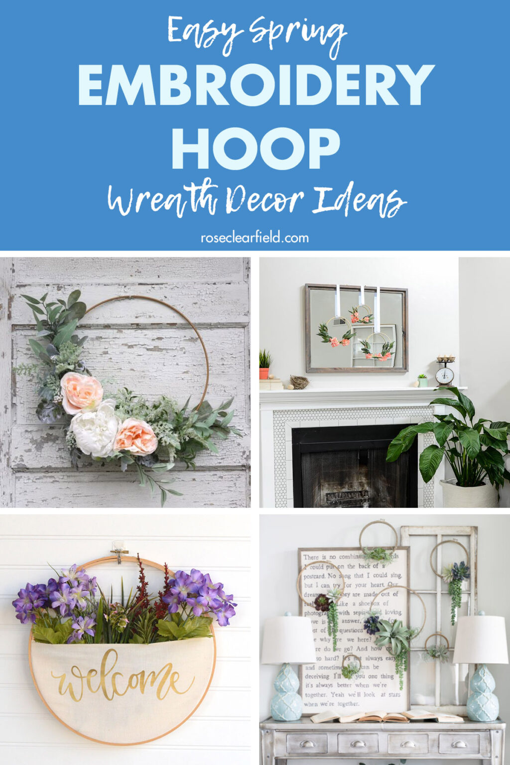 Spring Embroidery Hoop Wreath Decor • Rose Clearfield