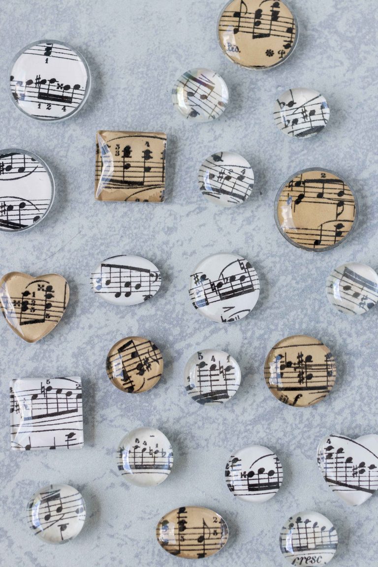 DIY Sheet Music Glass Magnets - Rose Clearfield