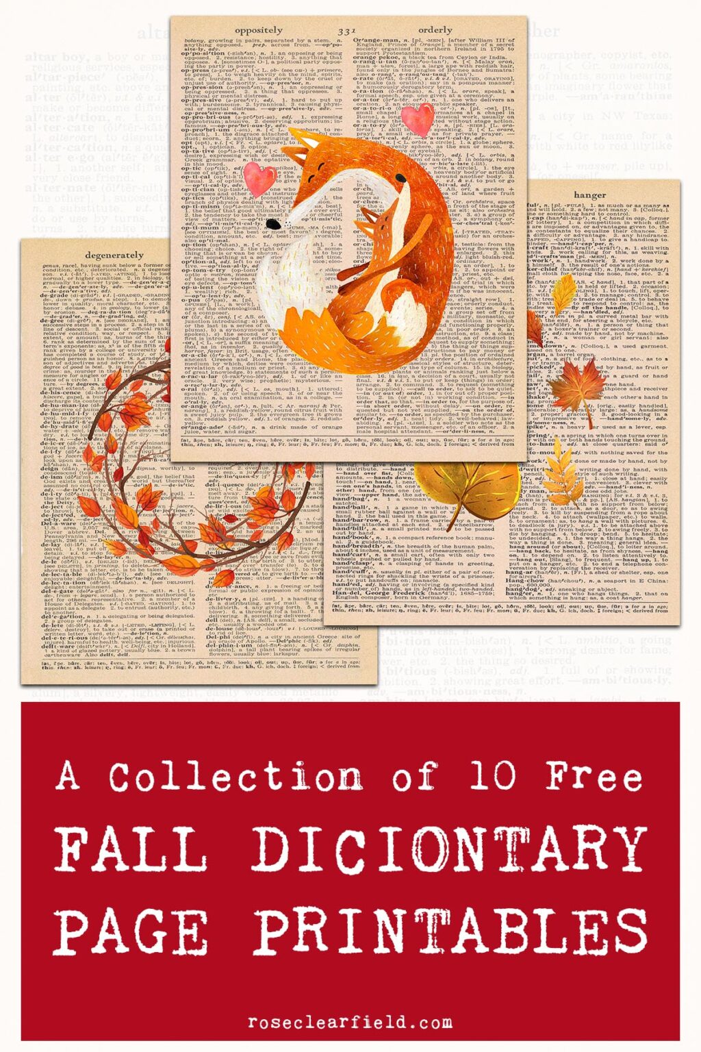 A Collection of 10 Free Fall Dictionary Page Printables • Rose Clearfield