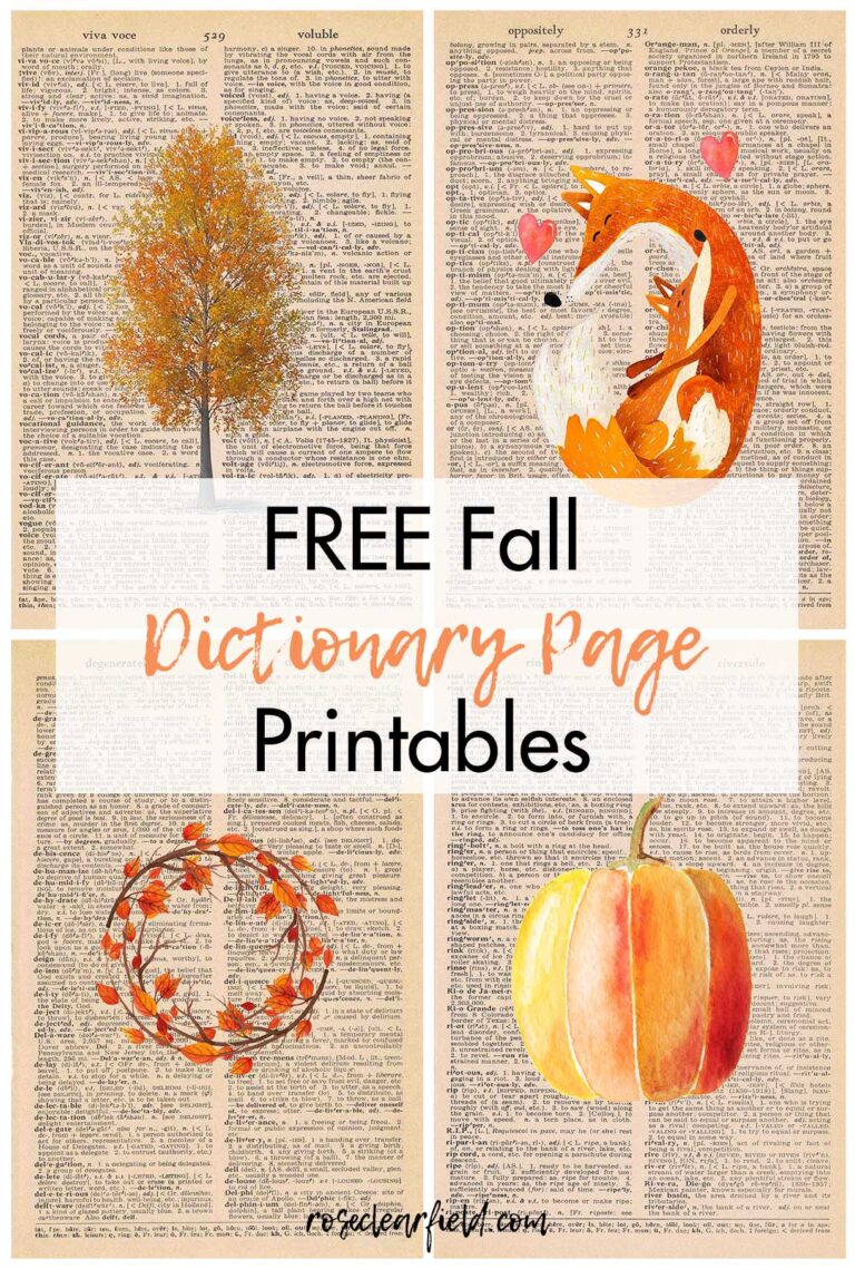 Free Fall Dictionary Page Printables • Rose Clearfield