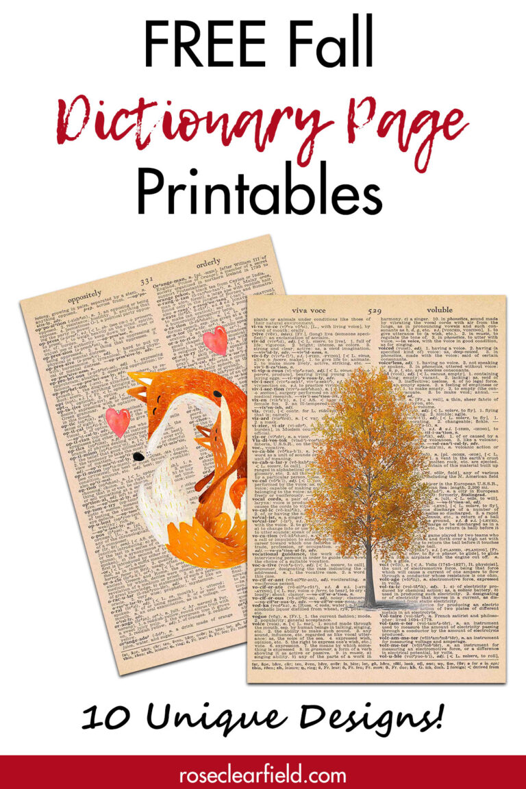 Free Fall Dictionary Page Printables • Rose Clearfield
