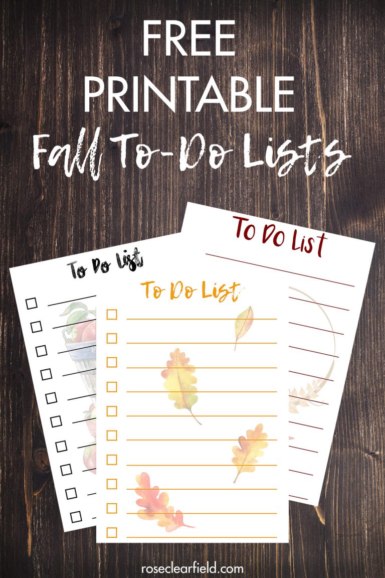 Free Printable Fall To Do Lists • Rose Clearfield
