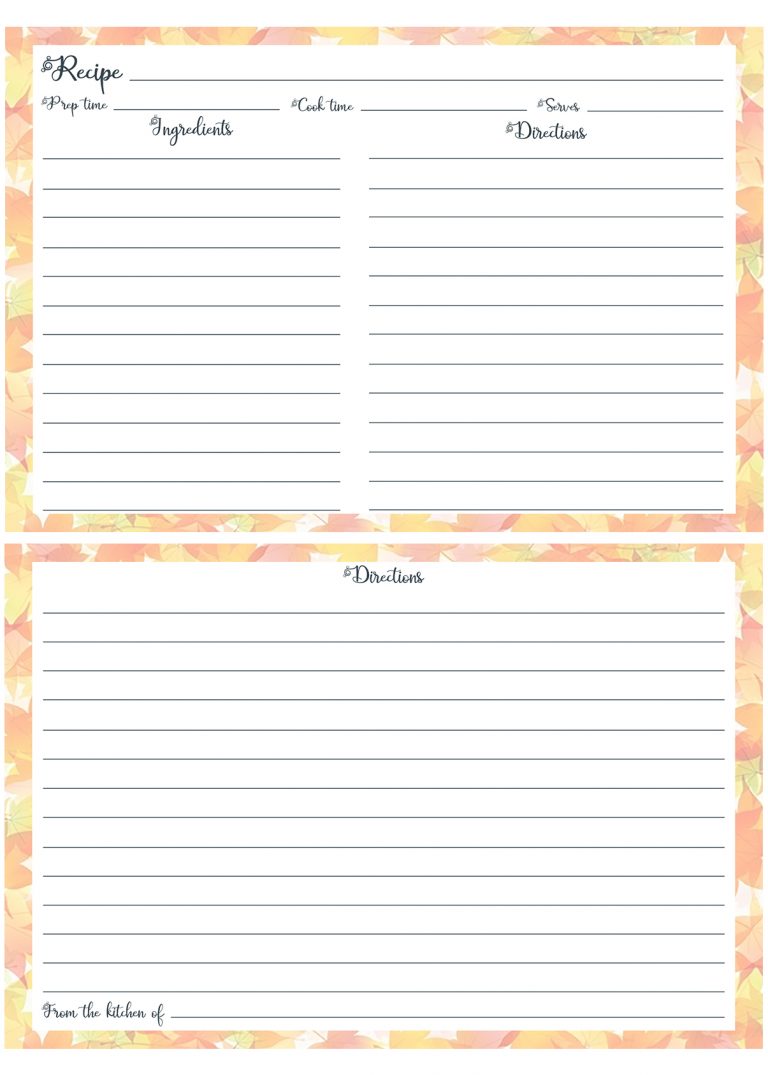 Free Printable Fall Recipe Cards • Rose Clearfield