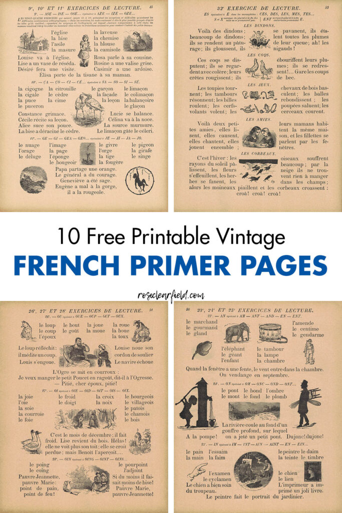 10 Free Printable Vintage French Primer Pages • Rose Clearfield