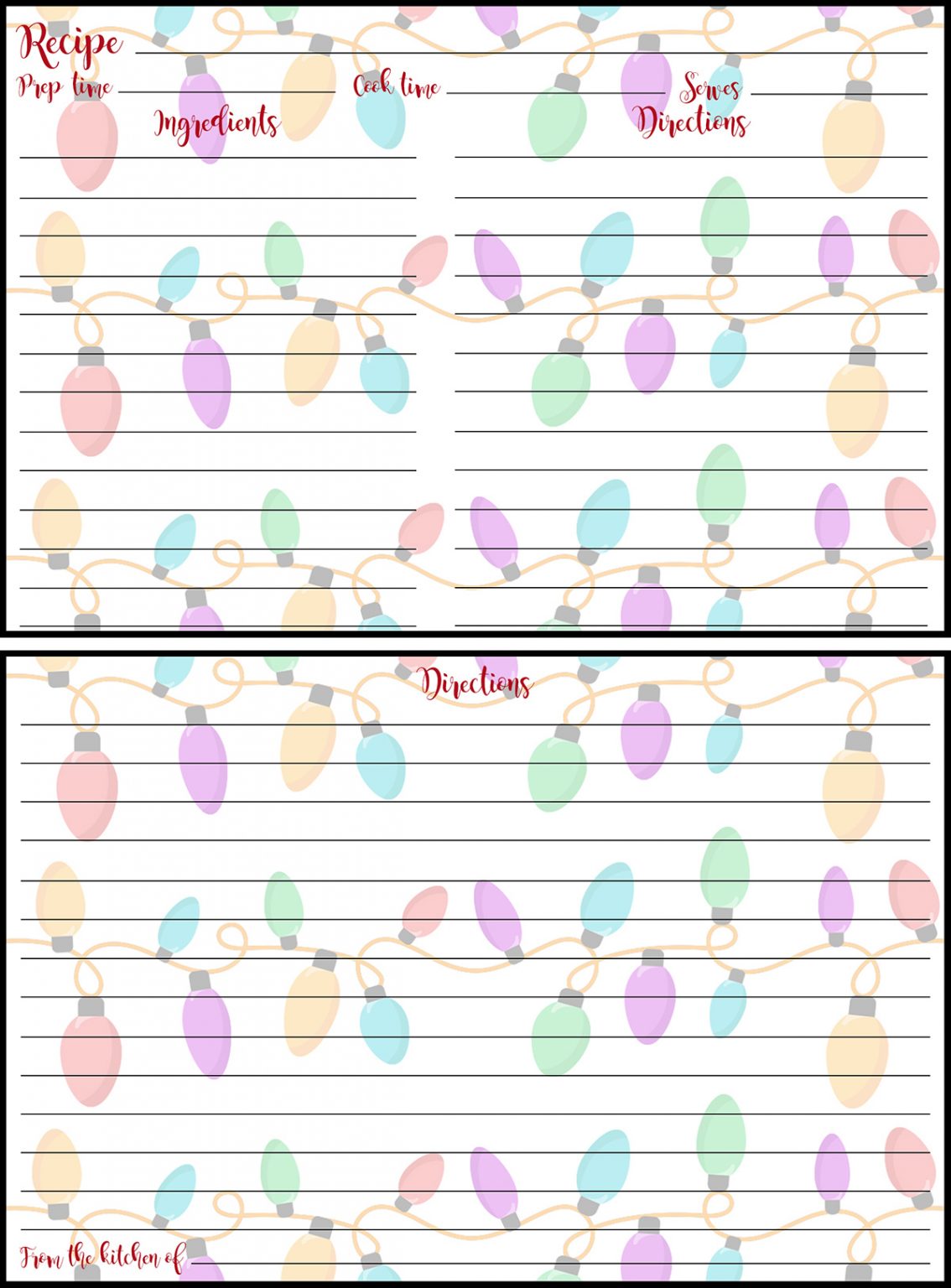 Free Printable Holiday Recipe Cards • Rose Clearfield