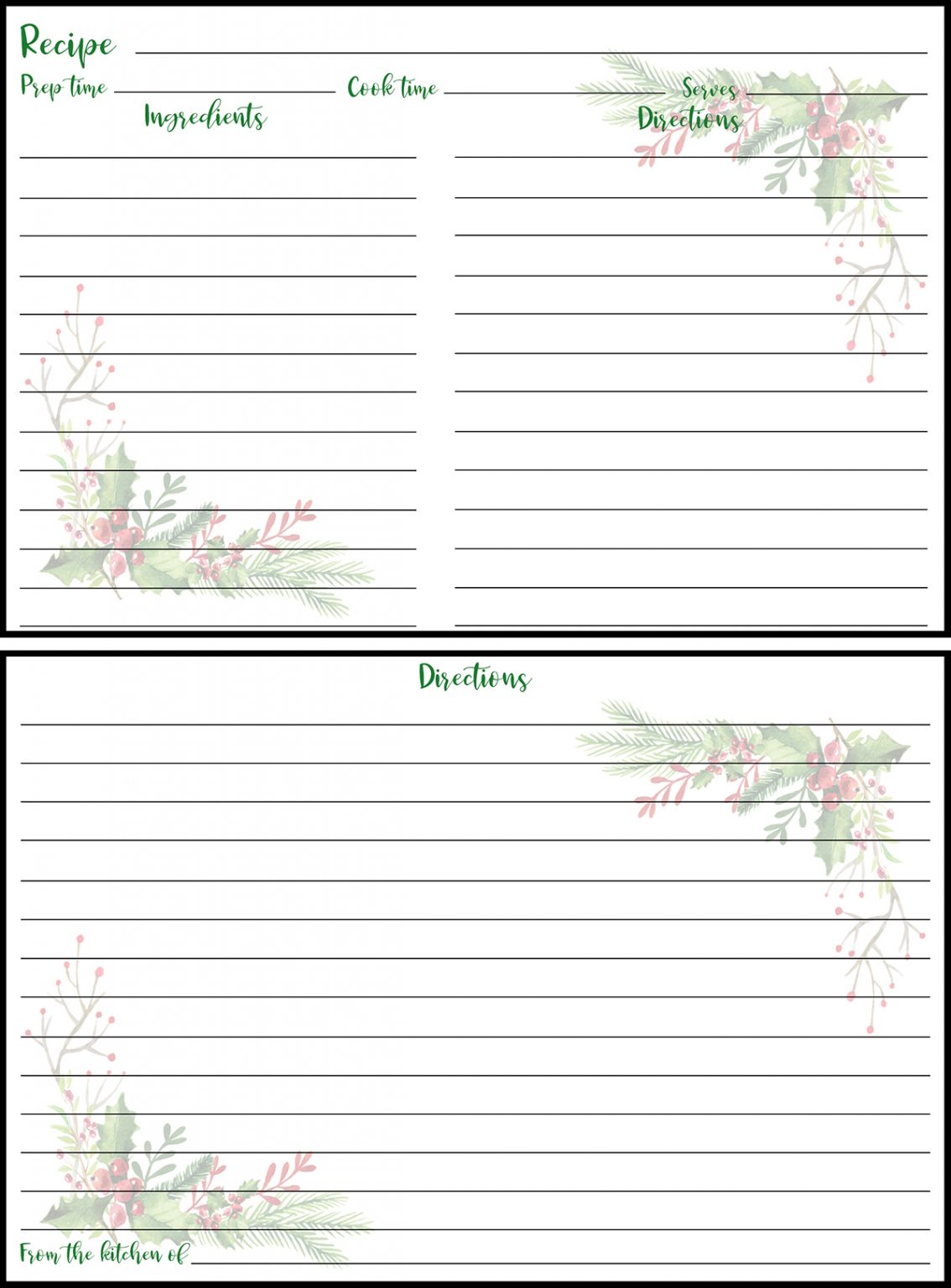 Free Printable Holiday Recipe Cards • Rose Clearfield