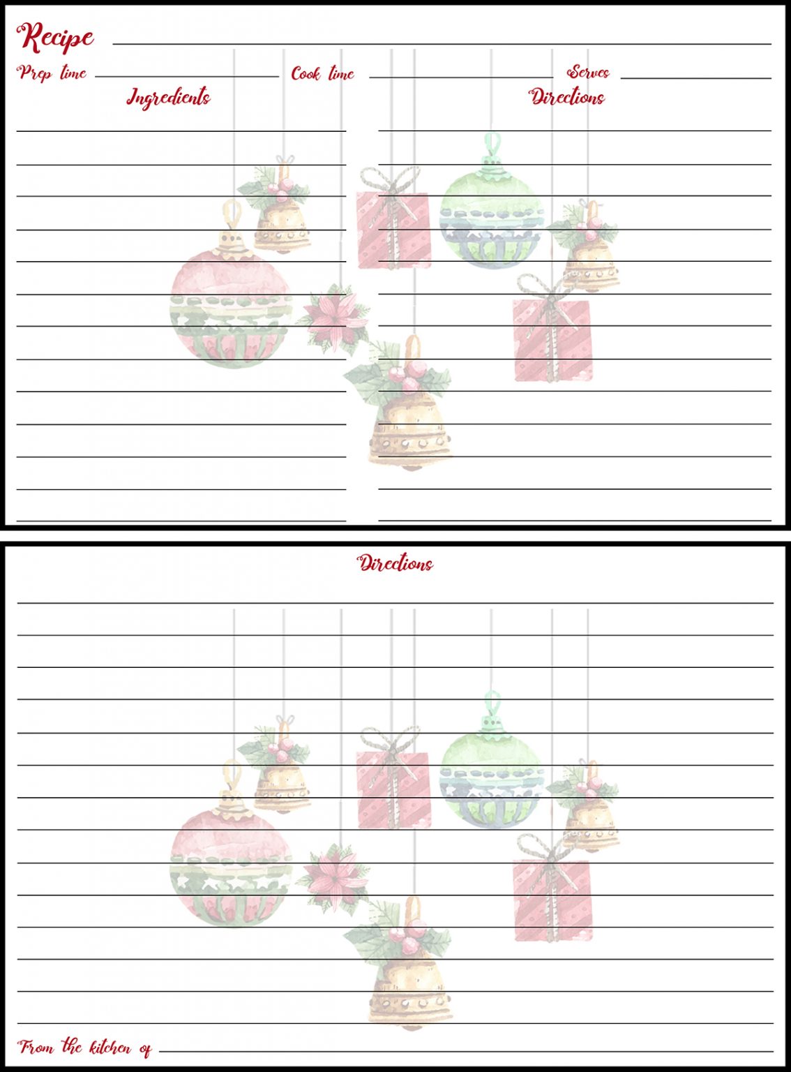 Free Printable Holiday Recipe Cards • Rose Clearfield