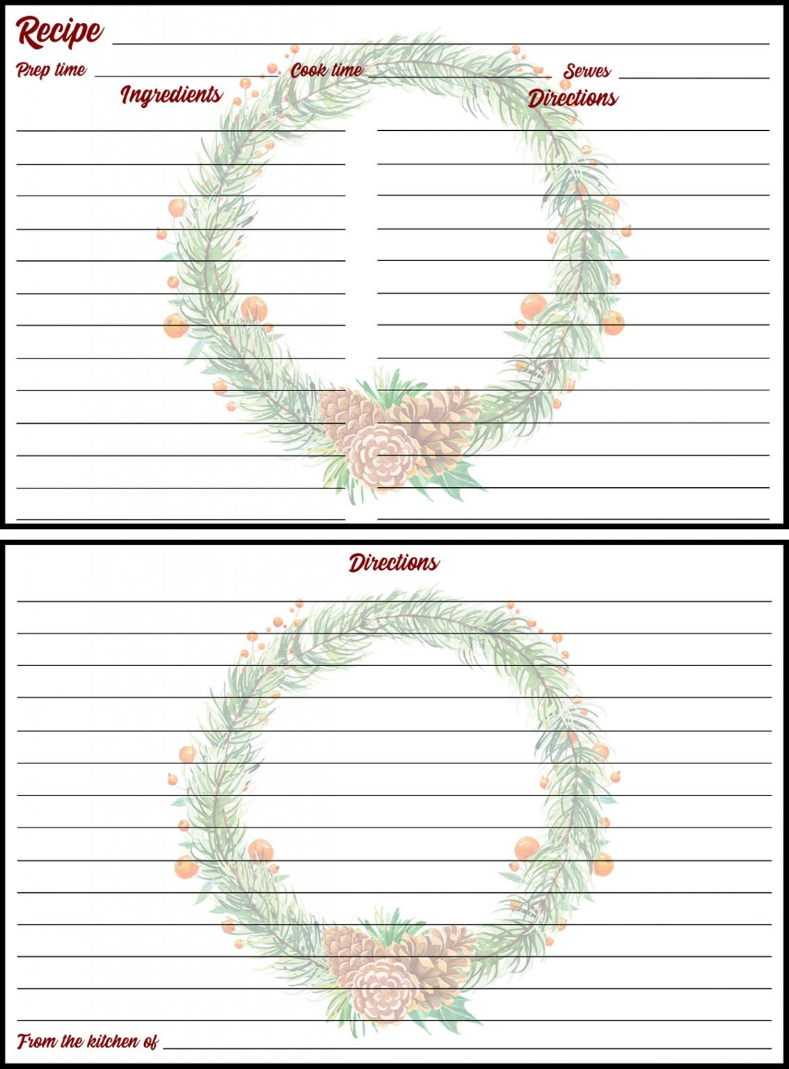 Free Printable Holiday Recipe Cards • Rose Clearfield