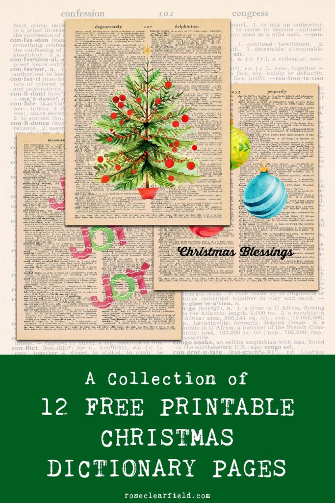 A Collection of 12 Free Printable Christmas Dictionary Pages • Rose ...