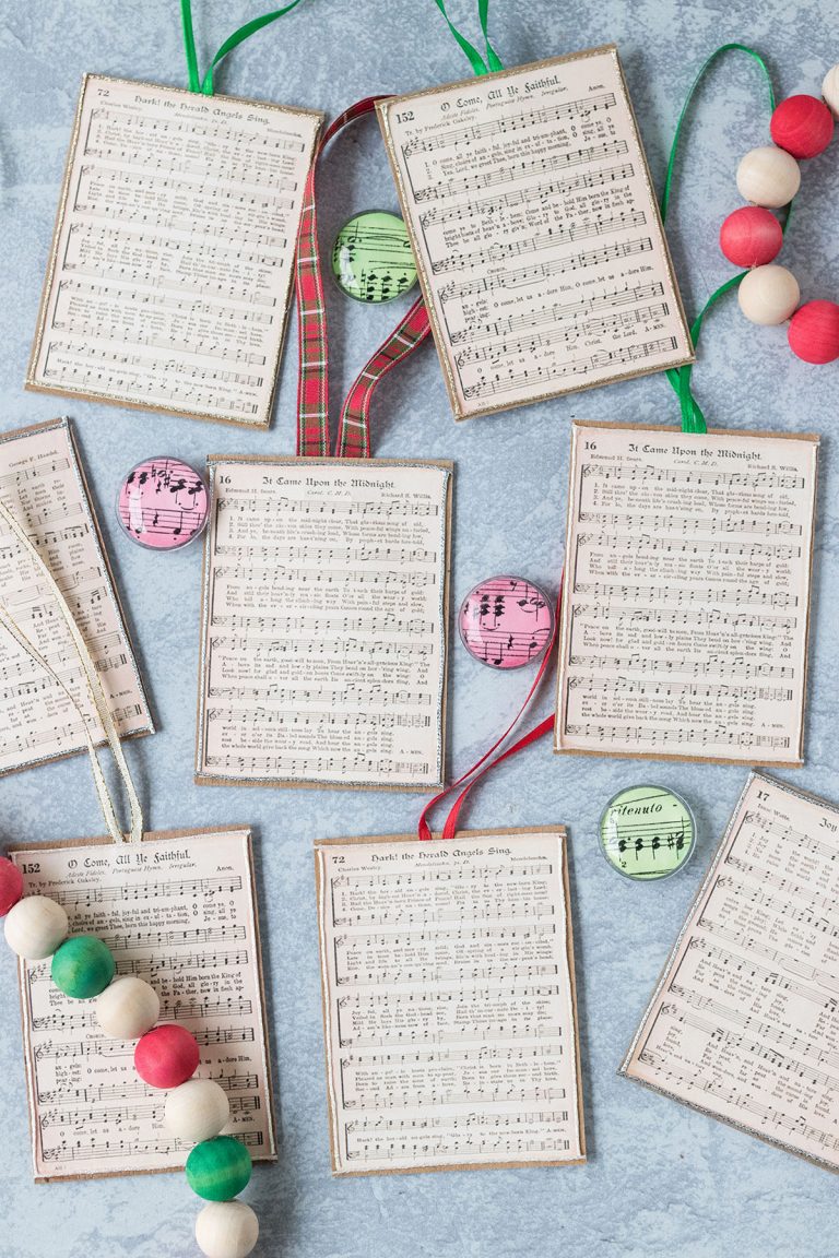 DIY Simple Sheet Music Ornaments • Rose Clearfield