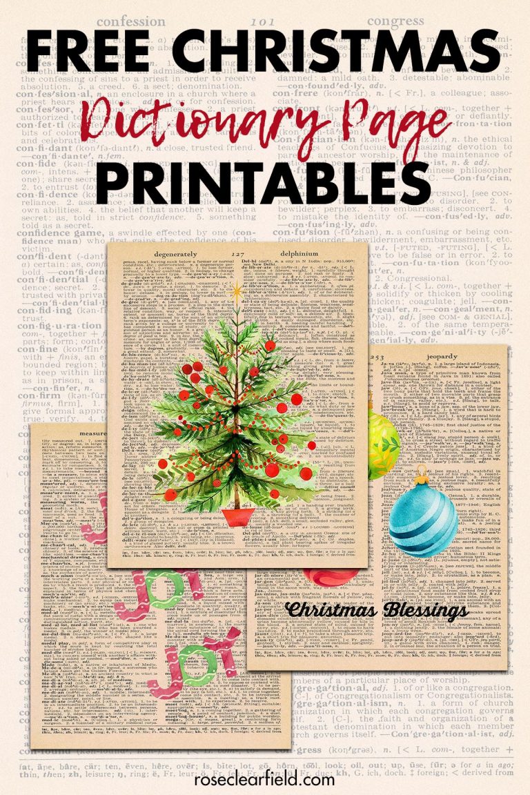 Free Christmas Dictionary Page Printables • Rose Clearfield