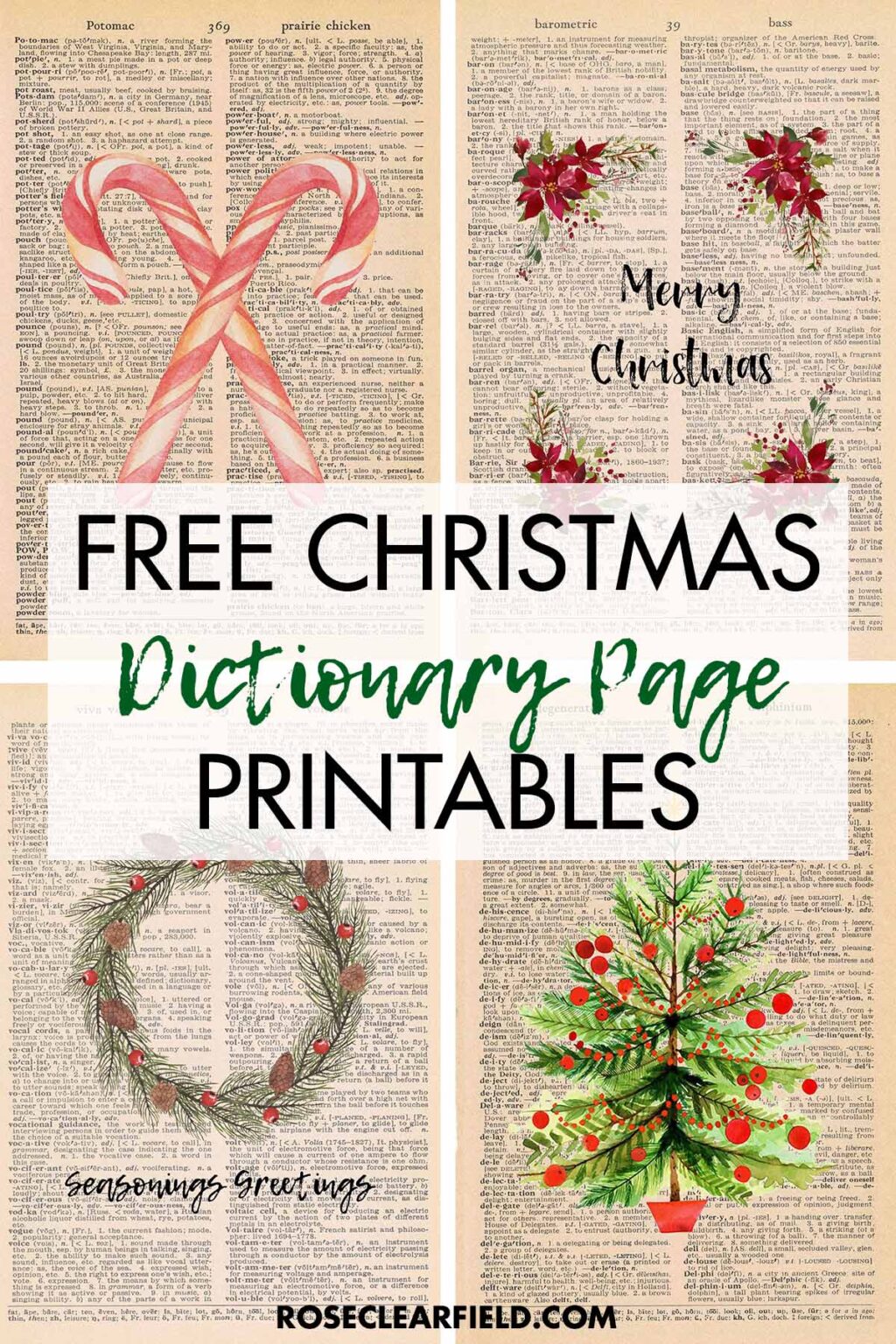 Free Christmas Dictionary Page Printables • Rose Clearfield