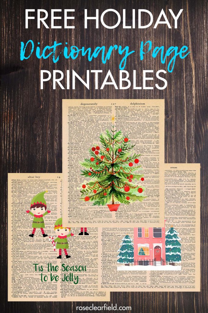 Free Holiday Dictionary Page Printables • Rose Clearfield