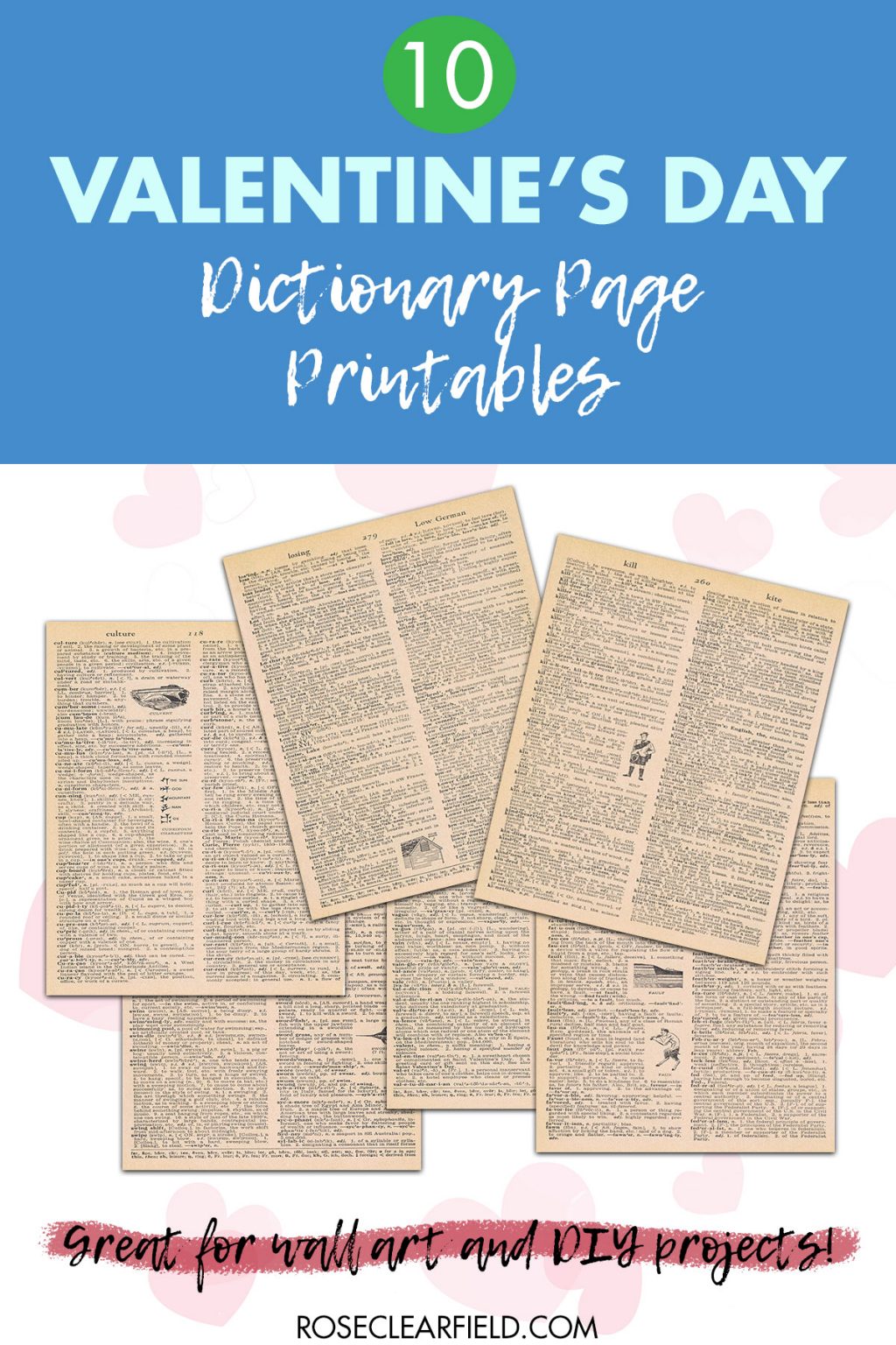 Free Valentine's Day Dictionary Page Printables • Rose Clearfield