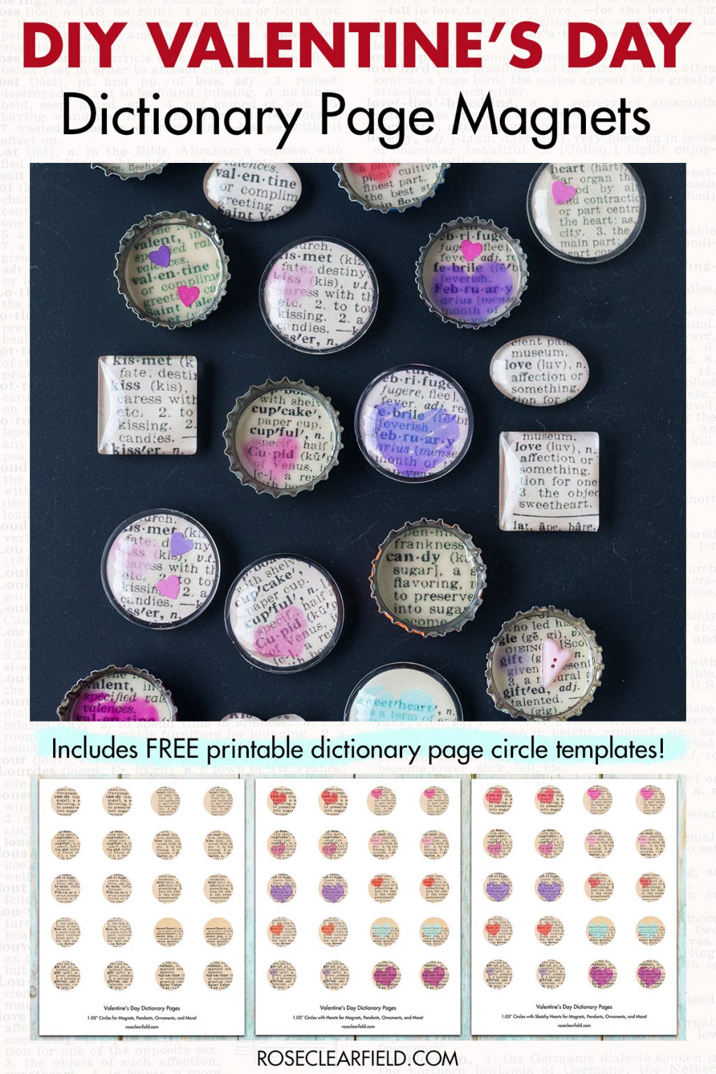 DIY Valentine's Day Dictionary Page Magnets [With FREE Digital Collage ...