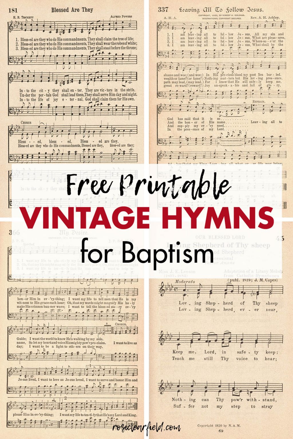 Free Printable Vintage Hymns for Easter • Rose Clearfield