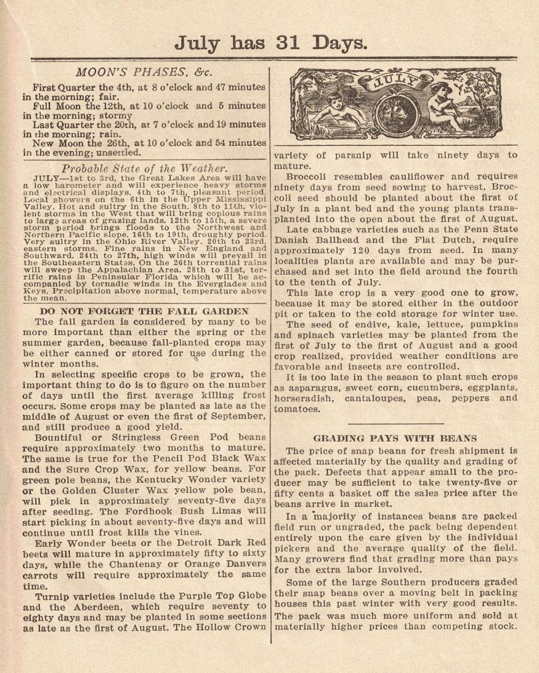 Free Vintage Agricultural Almanac Pages • Rose Clearfield
