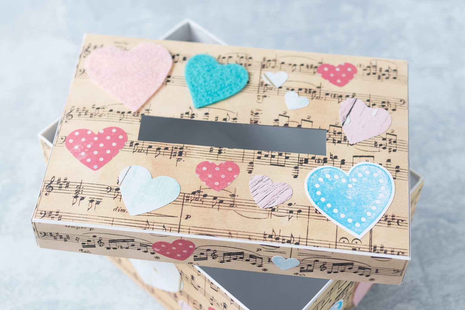 DIY Sheet Music Valentine's Day Box • Rose Clearfield