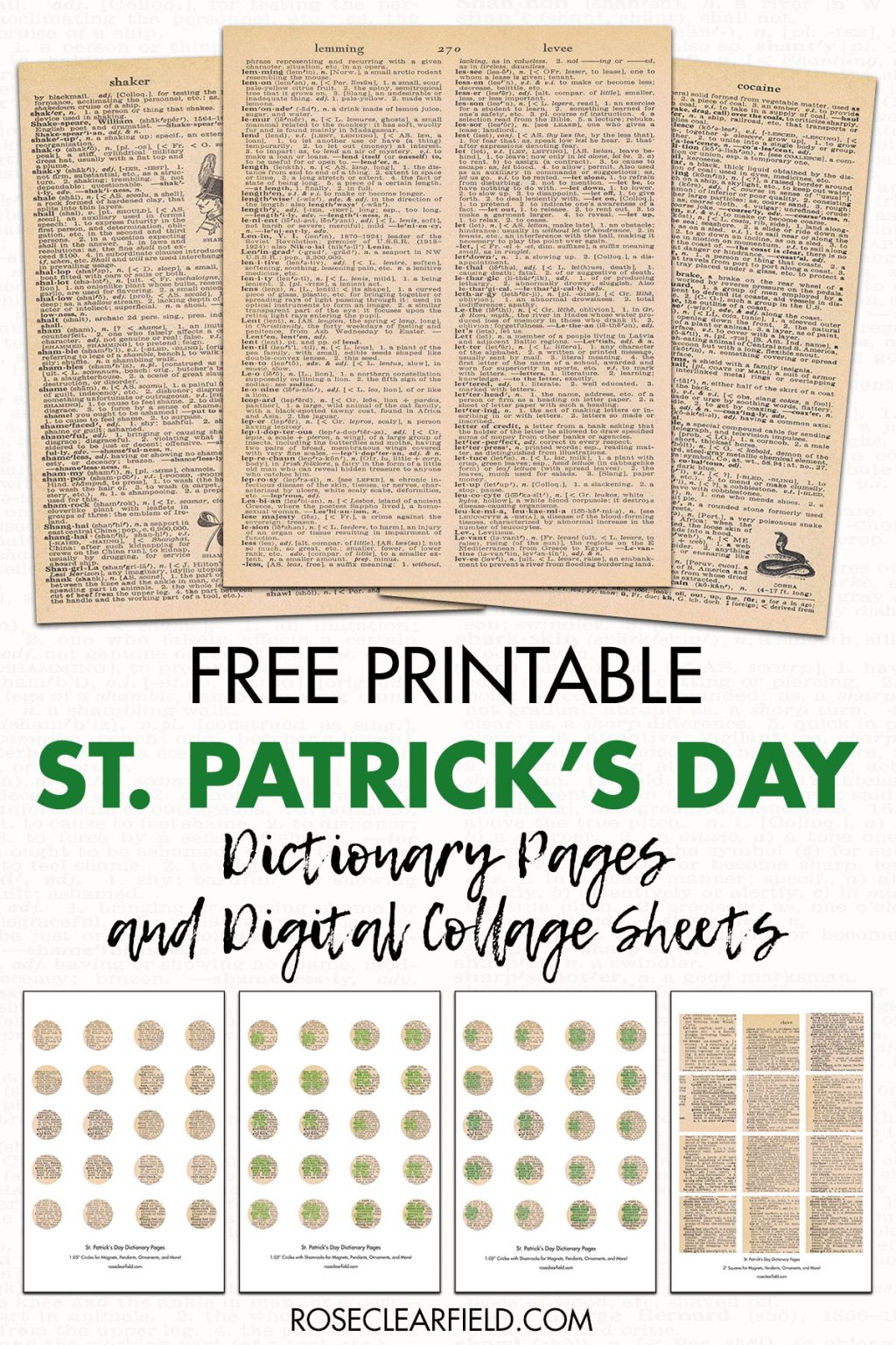 Free St. Patrick's Day Dictionary Page Printables [With FREE Digital ...