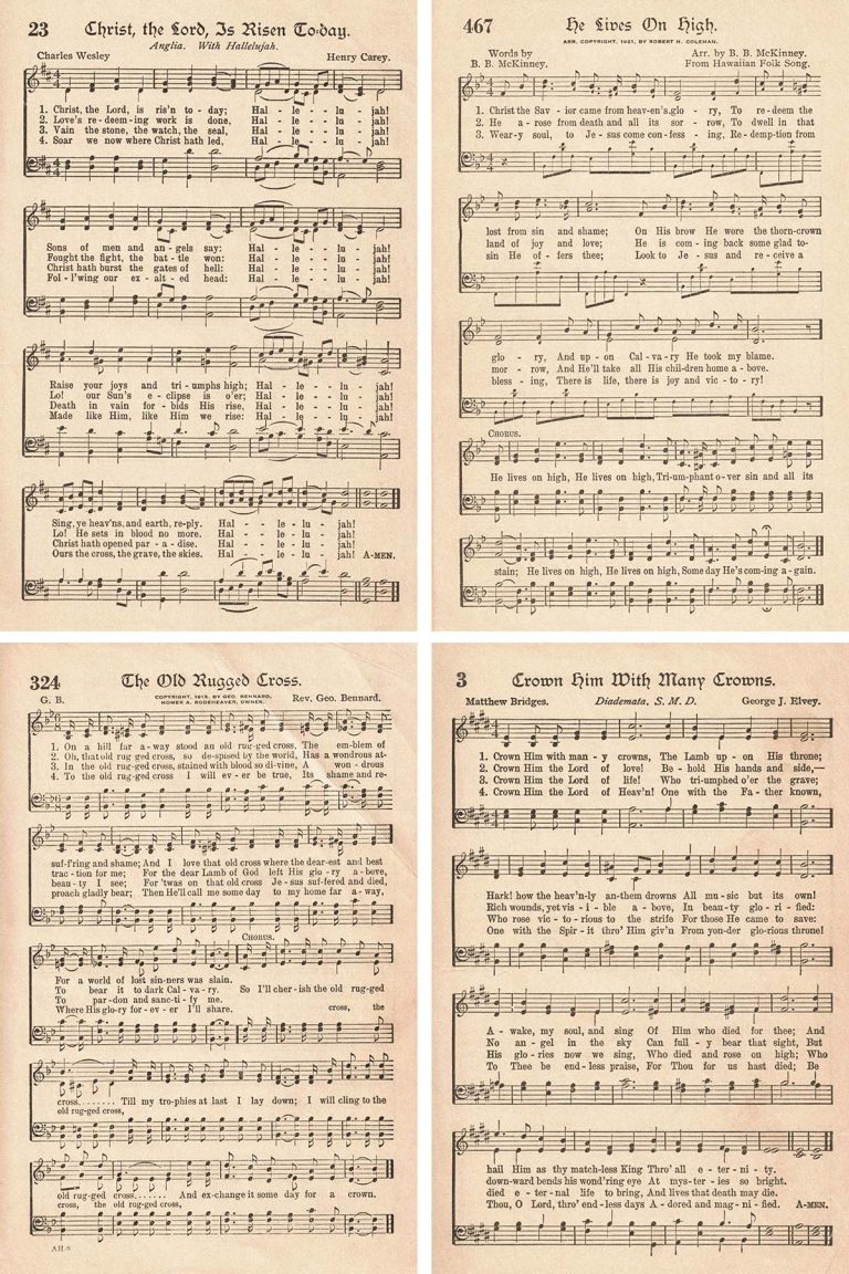 Free Printable Vintage Hymns for Easter • Rose Clearfield