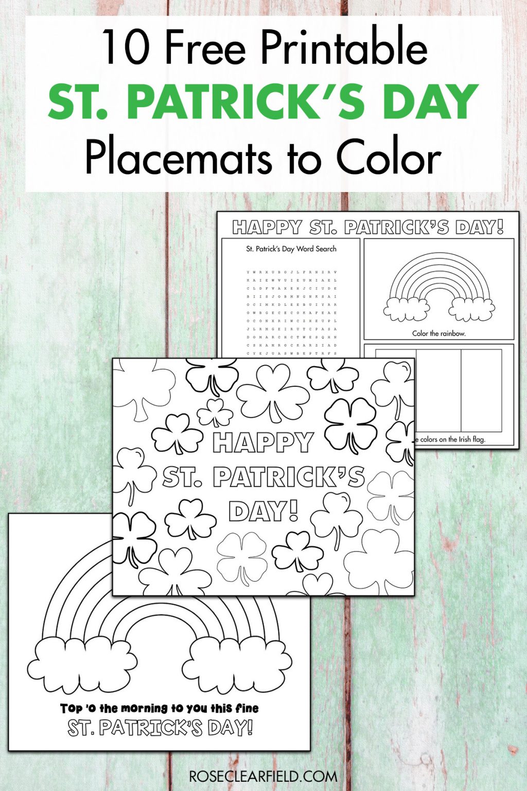 Free Printable St. Patrick's Day Placemats to Color • Rose Clearfield