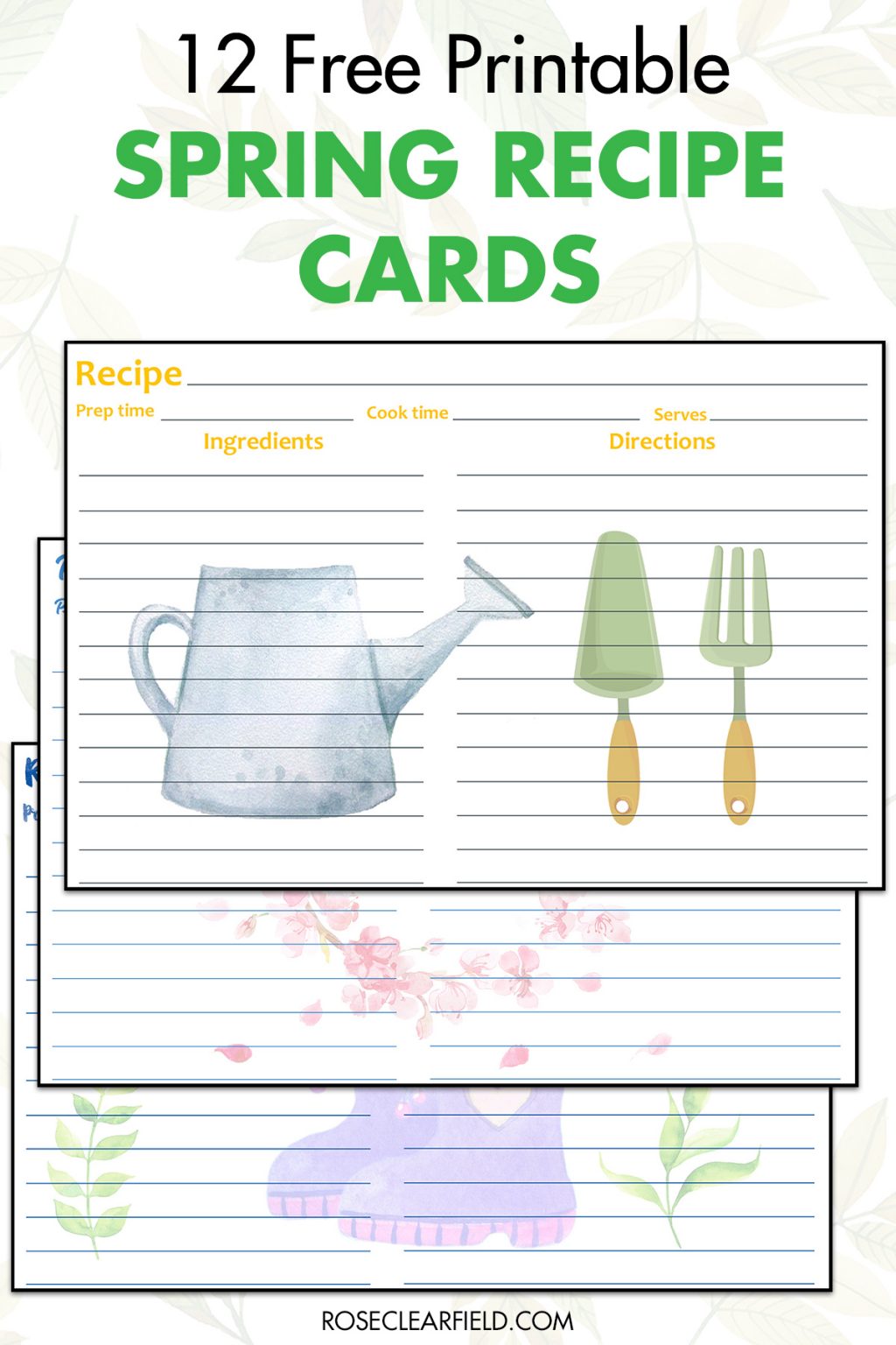 Free Printable Spring Recipe Cards • Rose Clearfield