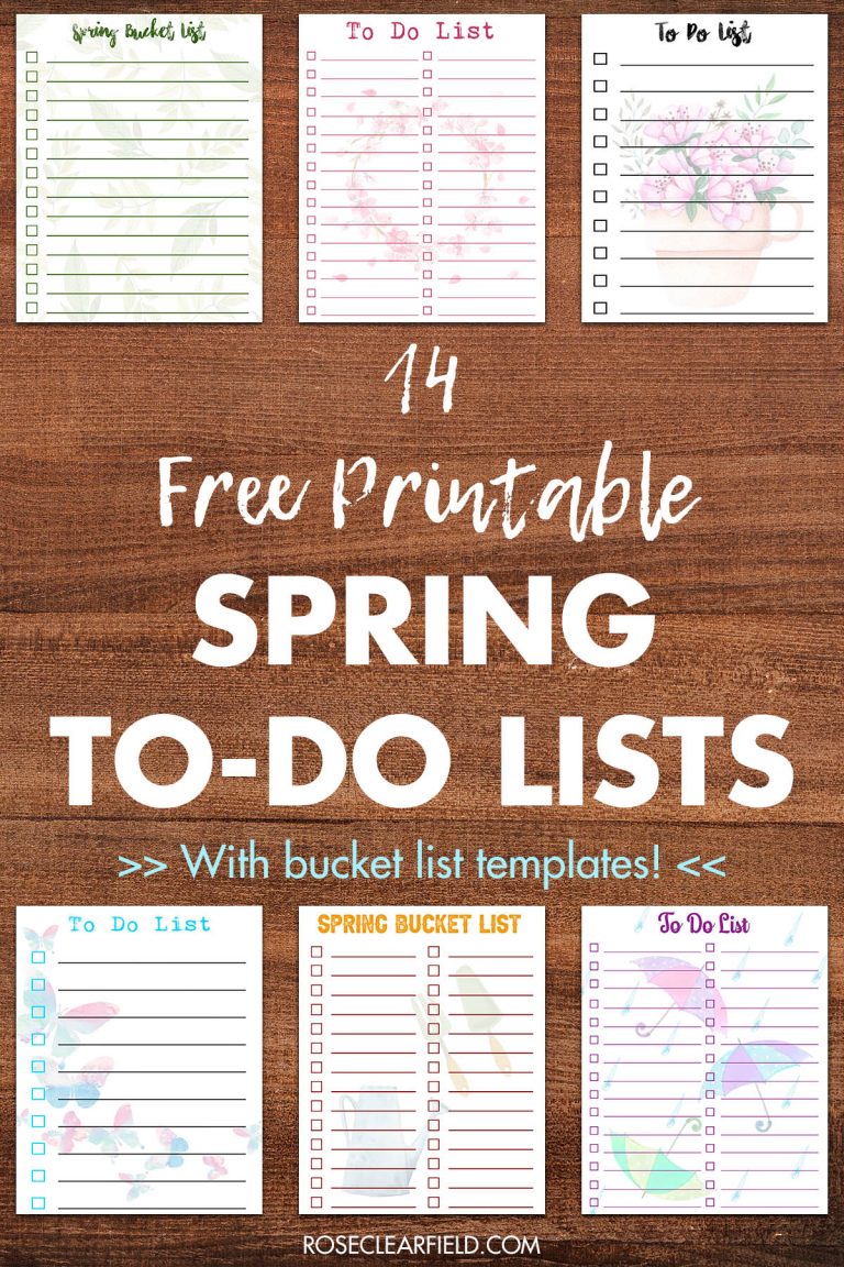 Free Printable Spring To-Do Lists • Rose Clearfield