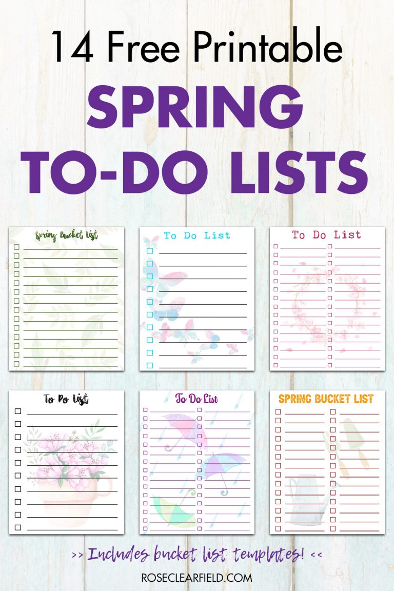 Free Printable Spring To-Do Lists • Rose Clearfield