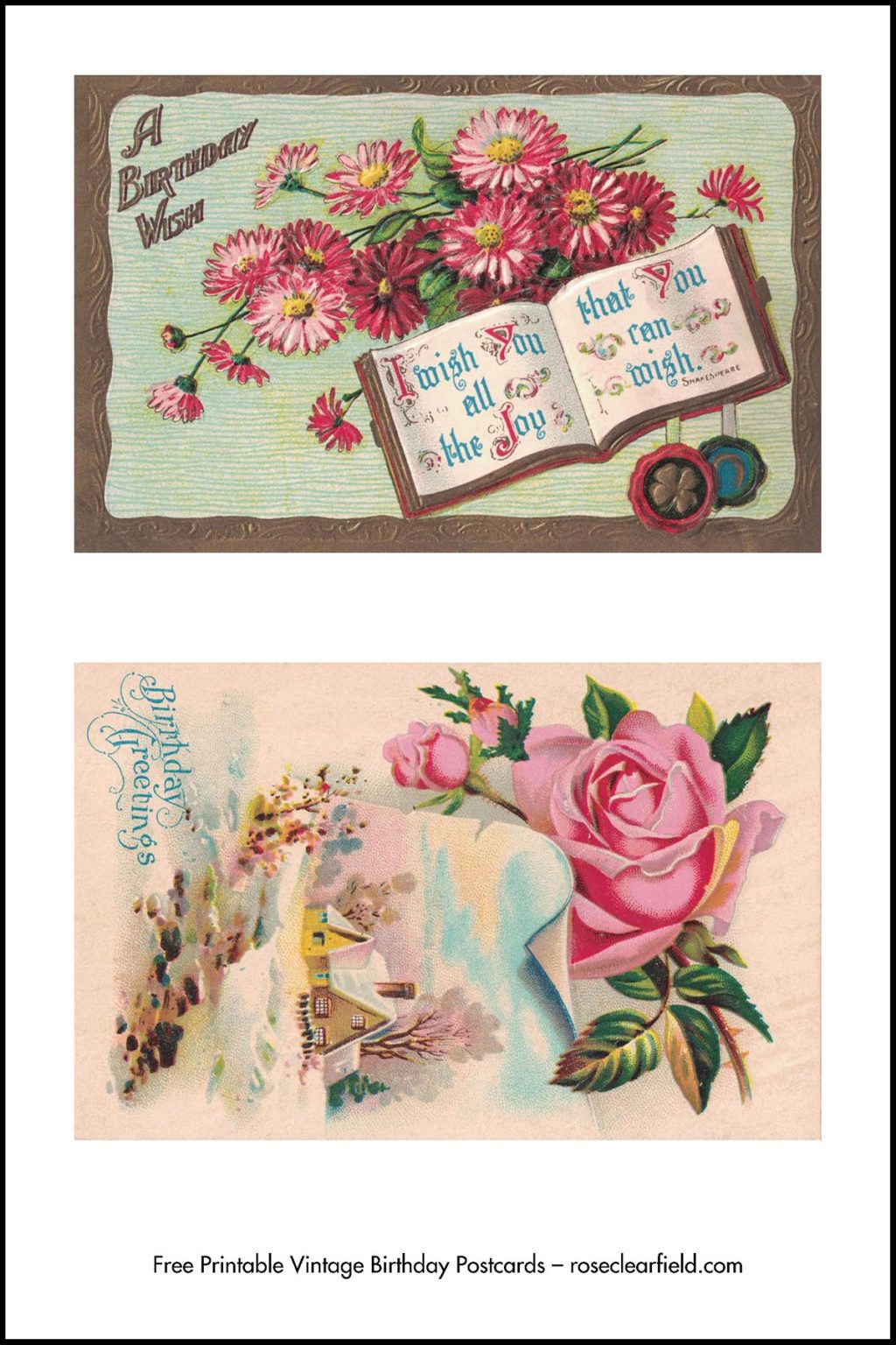 Free Printable Vintage Birthday Postcards Full Set-page-003 Preview ...