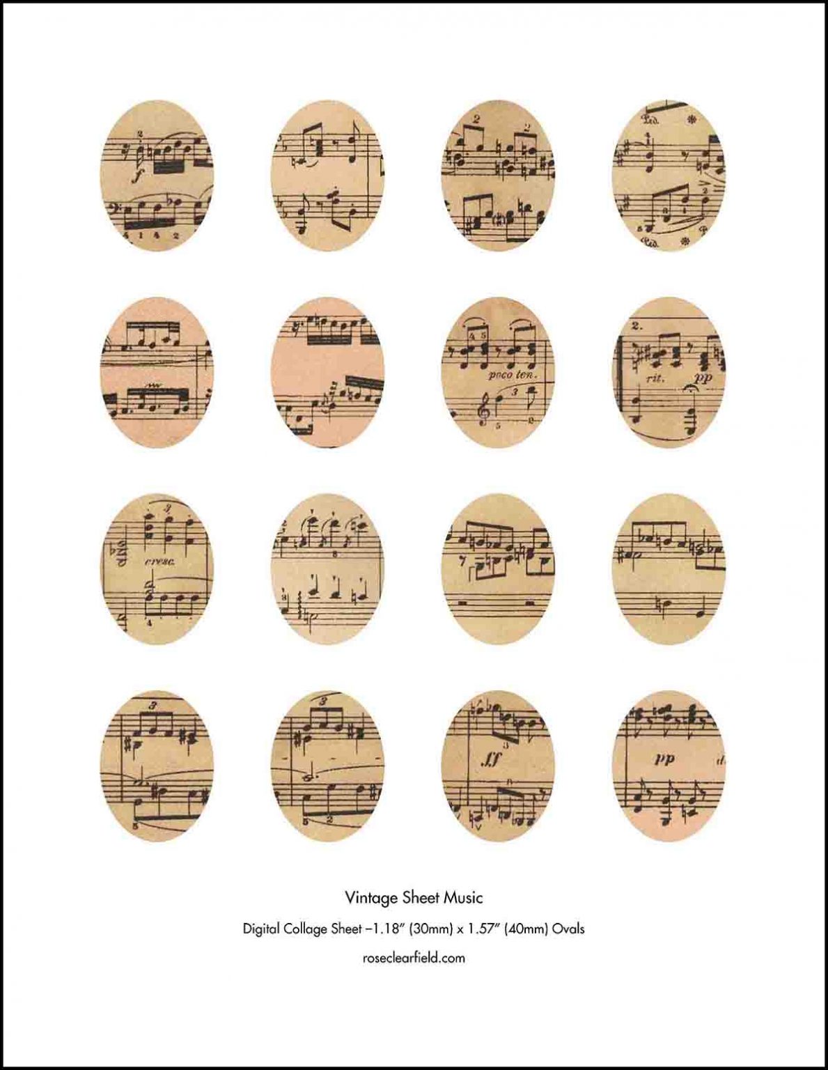 Free Printable Vintage Sheet Music [With Digital Collage Sheets] • Rose ...