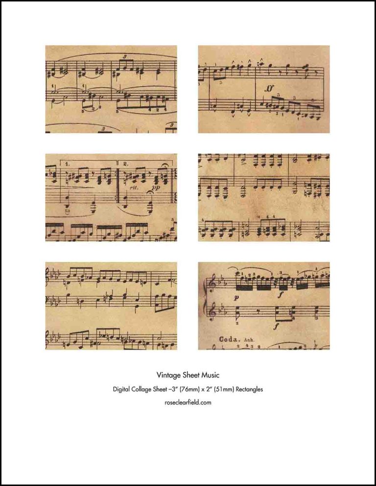 Free Printable Vintage Sheet Music [With Digital Collage Sheets] • Rose ...