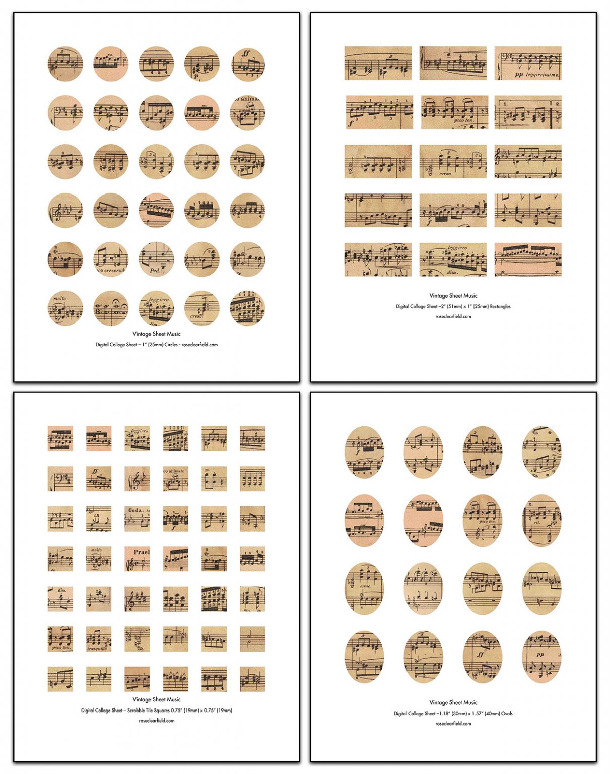 Free Printable Vintage Sheet Music [With Digital Collage Sheets] • Rose ...