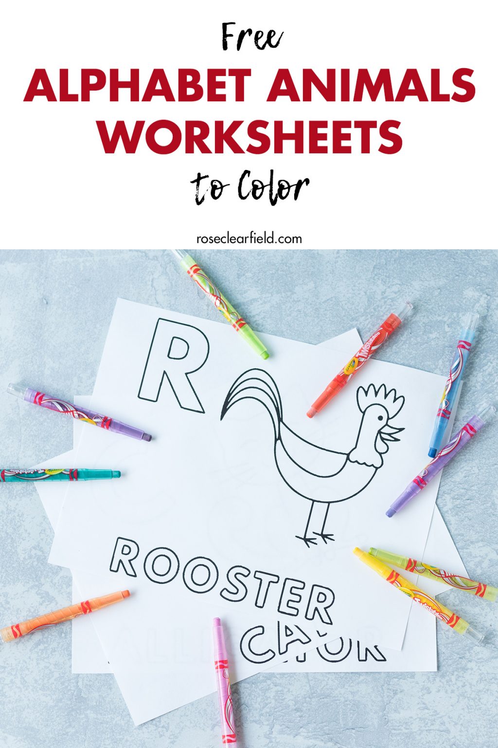 Free Alphabet Letter Animals Worksheets to Color • Rose Clearfield