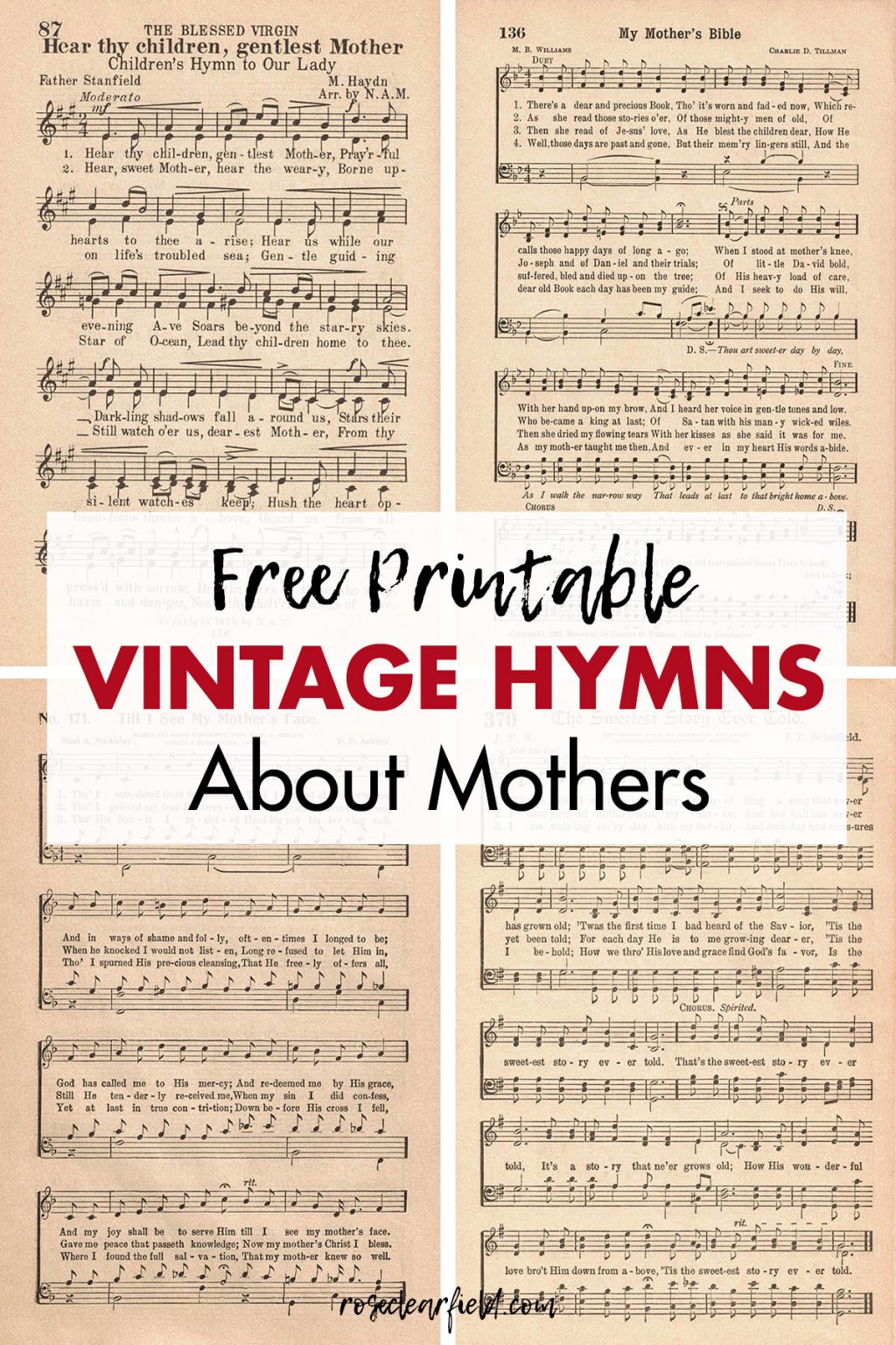 Free Printable Vintage Hymns Sheet Music - Rose Clearfield