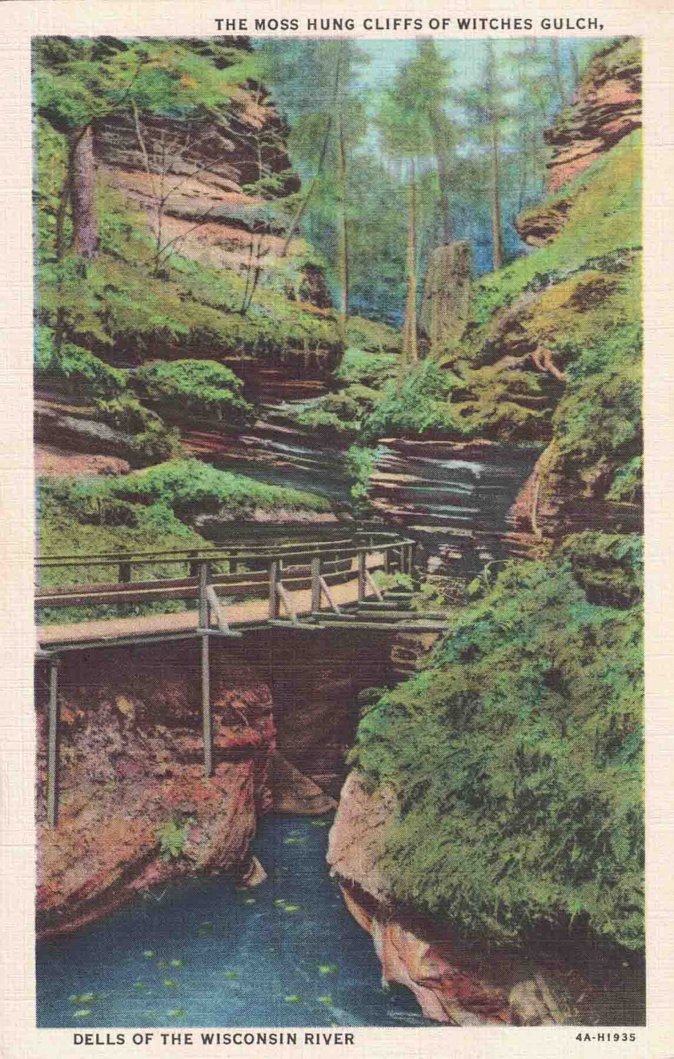 Vintage Postcard Wisconsin Dells The Moss Hung Cliffs of Witches Gulch ...