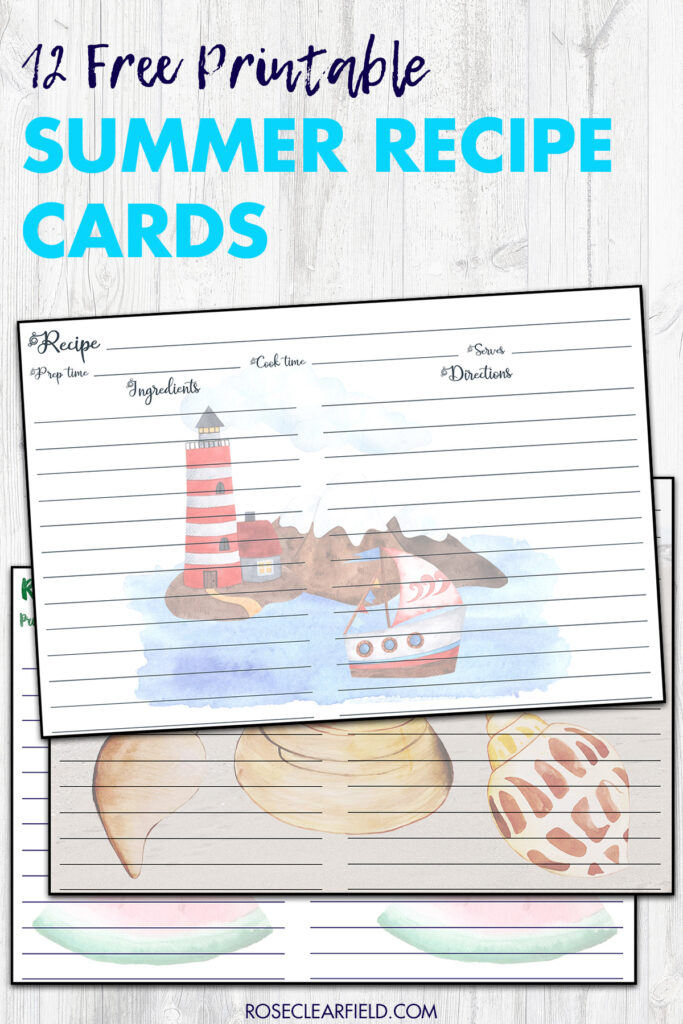 12 Free Printable Summer Recipe Cards • Rose Clearfield