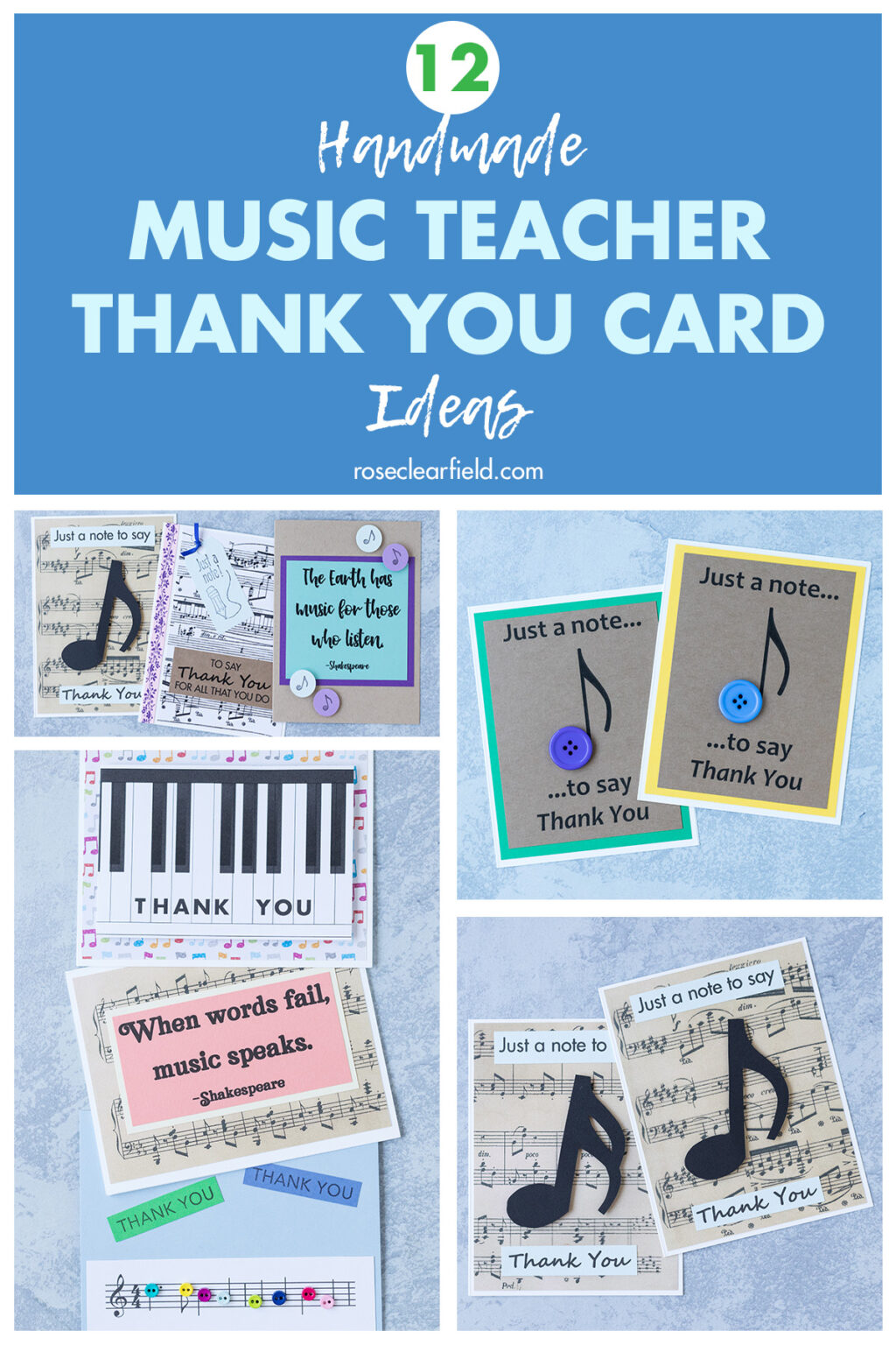 12 Easy DIY Music Teacher Thank You Cards - Rose Clearfield