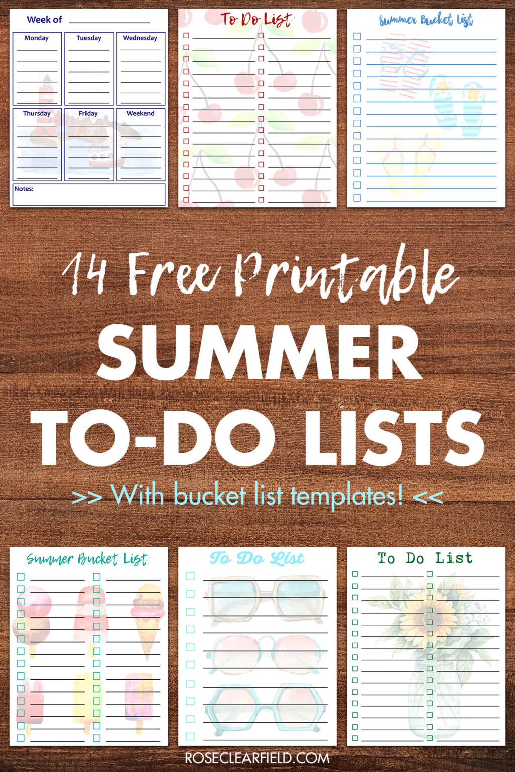 Free Printable Summer To-Do Lists • Rose Clearfield
